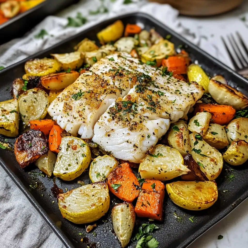 Baked Cod with Roasted Veggies - Family cooks club